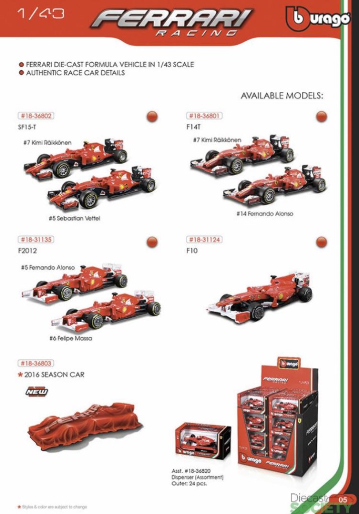 Bburago Collezione Ferrari 2016 Catalogue • DiecastSociety.com
