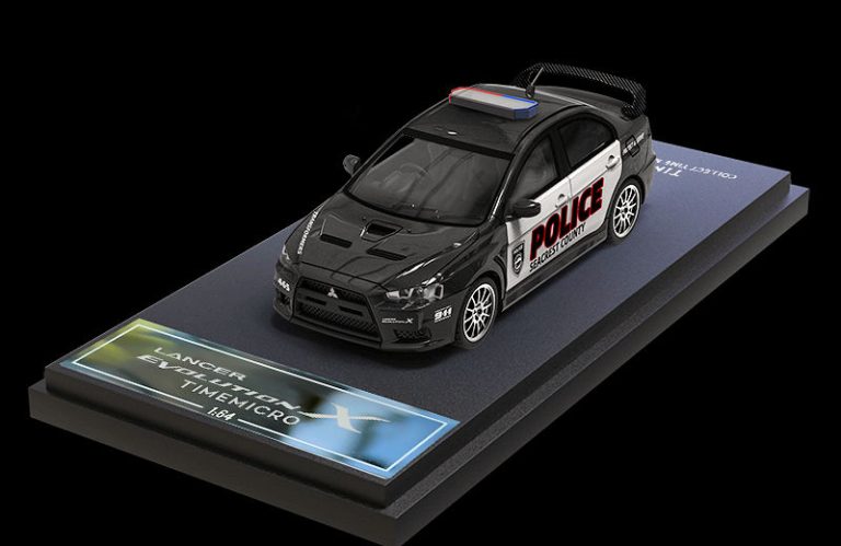 Timed Micro Lancer EVO X, Police! • DiecastSociety.com